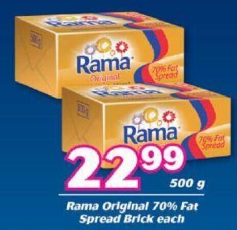 Rama Original 70% Fat Spread Brick 500g offer at Cambridge Food