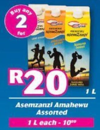 Asemzanzi Amahewu Assorted 2 x 1L offer at Cambridge Food