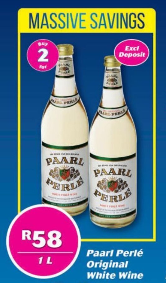 Paarl Perlé Original White Wine 1L offer at Cambridge Food
