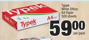 Typek White A4 Paper-500's Sheets Per Pack offer at Spar