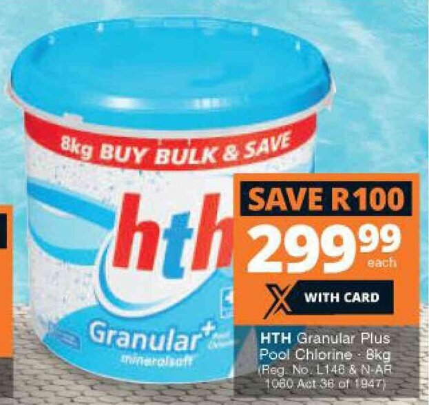 hth Granular Plus Pool Chlorine 8kg offer at Checkers Hyper