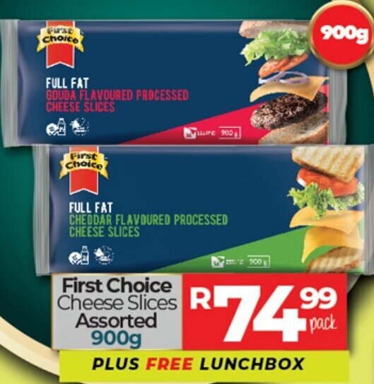First Choice Cheese Slices Assorted 900g offer at Take 'n Pay
