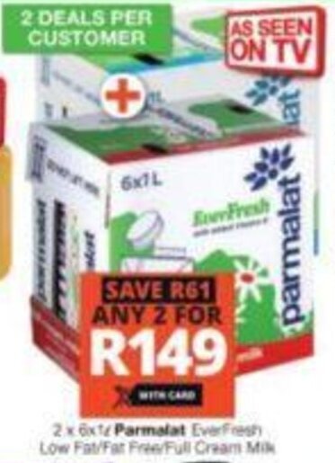 2 x 6 x 1L Parmalat EverFresh Low Fat / Fat Free / Full Cream Milk ...