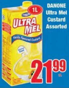 Danone Ultra Mel Custard Assorted 1L offer at Boxer