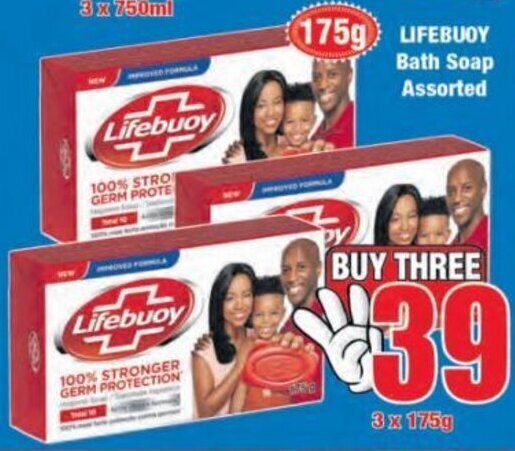 Lifebuoy Bath Soap assorted 3 x 175g offer at Boxer
