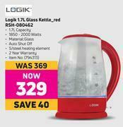 Logik 1.7L Glass Kettle Red RSH-080462 offer at Game