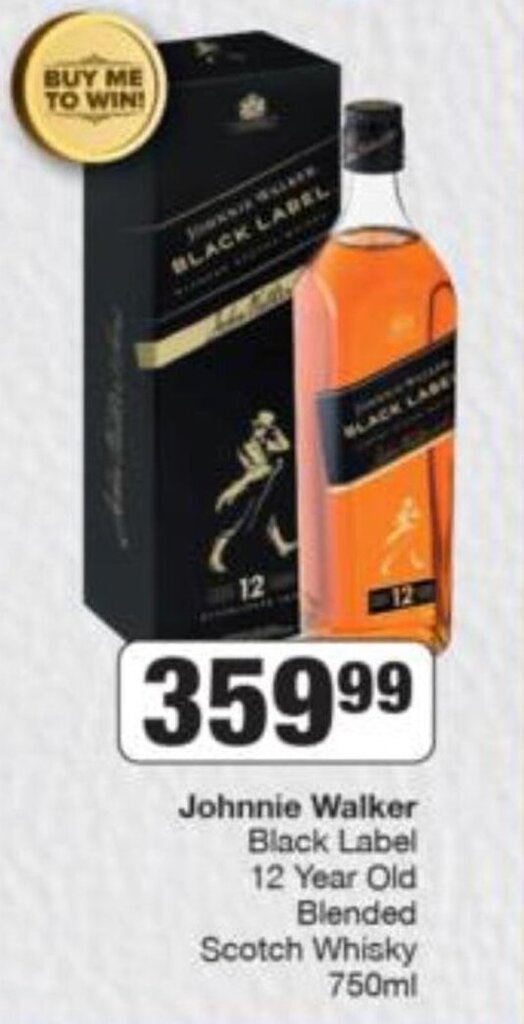 Johnnie Walker Black Label Blended Scotch Whisky 750ml offer at Spar Tops