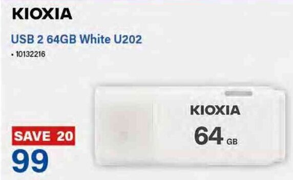 Kioxia USB 2 64GB White U202 offer at Incredible Connection