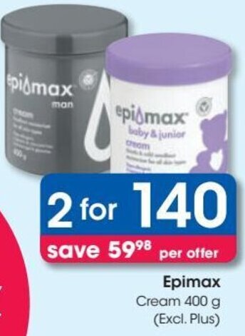 Epimax Cream 2x400g offer at Clicks