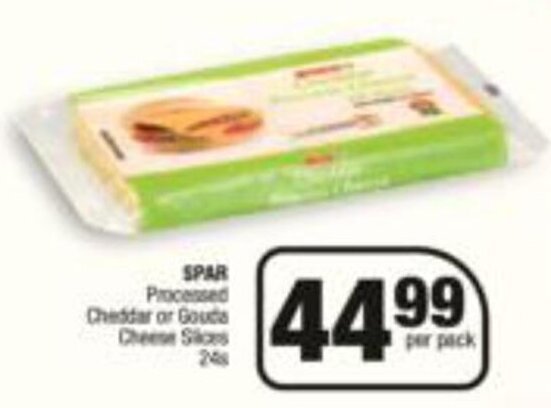 SPAR Processed Cheddar or Gouda Cheese Slices 24s offer at Spar