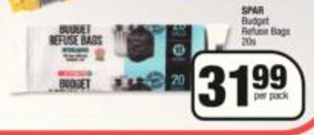 SPAR Budget Refuse Bags 20s offer at Spar