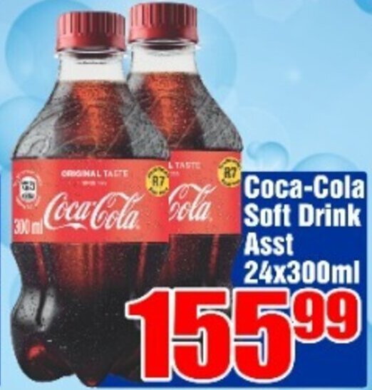 Coca-Cola Soft Drink Asst 24 x 300ml offer at Three Star Cash and Carry