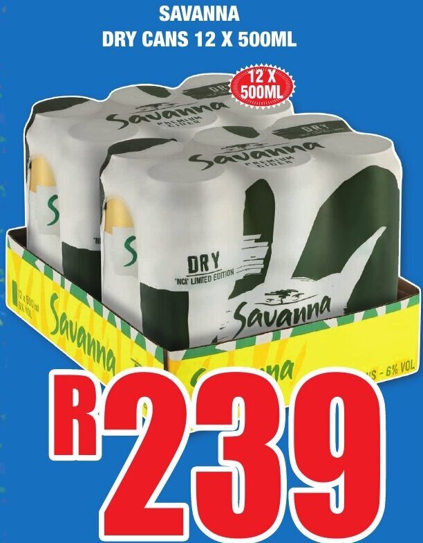 Savanna Dry Cans 12 x 500ml offer at Boxer Liquors
