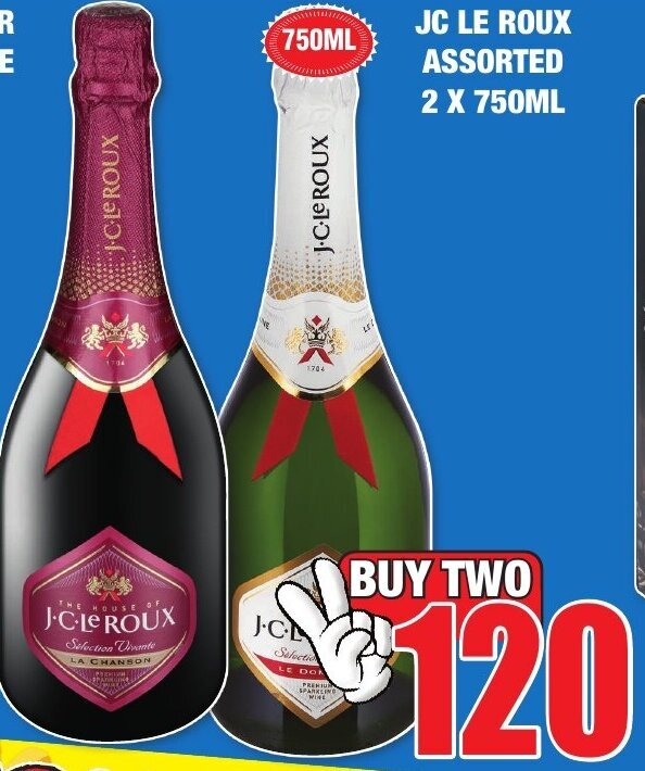Jc Le Roux Assorted 2 x 750ml offer at Boxer Liquors