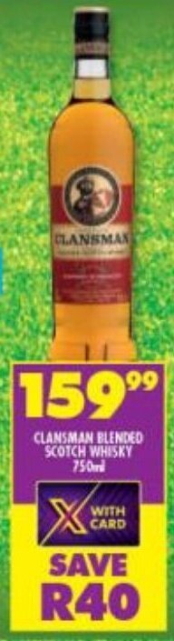 Clansman Blended Scotch Whisky 750ml offer at Shoprite Liquor