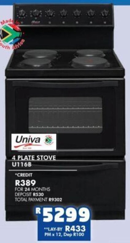 Univa 4 Plate Stove U116B offer at Russells