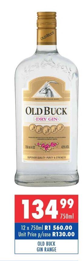 Old Buck Gin Range 750ml offer at Ultra Liquors