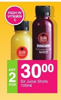 Sir Juice Shots 100ml Assorted offer at Save