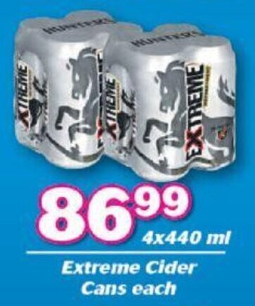 Extreme Cider cans 4 x 440ml offer at Cambridge Liquor