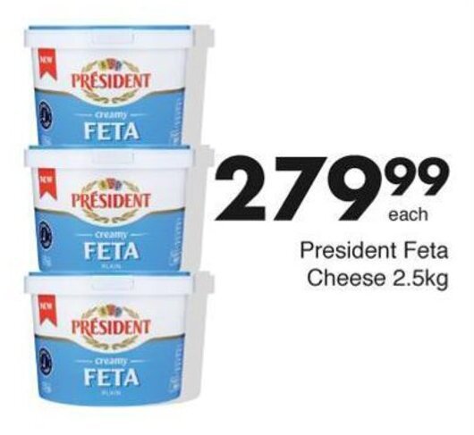President Feta Cheese 2.5kg offer at Save Hyper