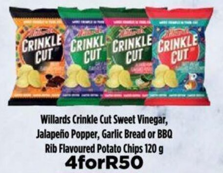 Willards Crinkle Cut Sweet Vinegar, Jalapeño Popper, Garlic Bread or ...