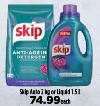 Skip Anti-Ageing Detergent Auto Washing Powder 2kg or Liquid 1.5L offer ...