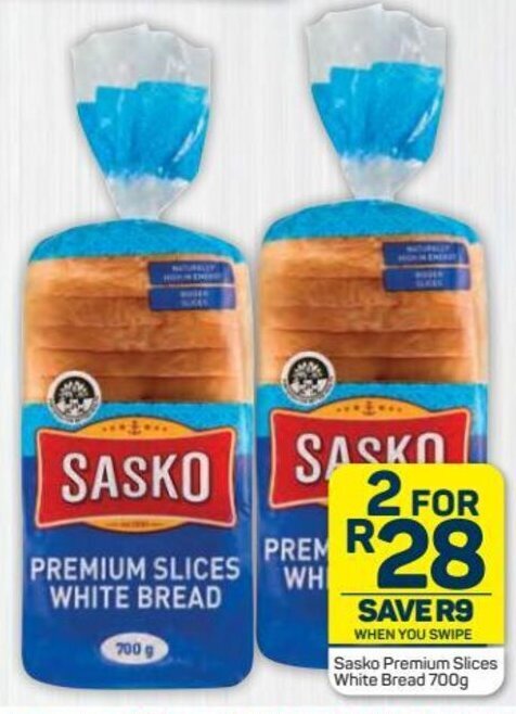 Sasko Premium Slices White Bread 2 x 700g offer at Pick n Pay Hypermarket