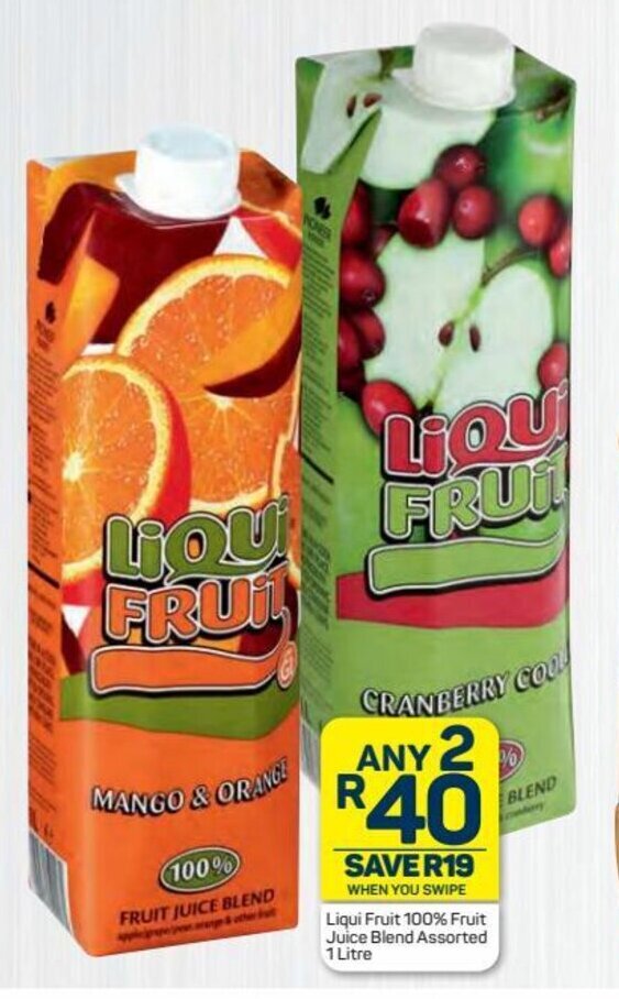 Liqui Fruit Juice Blend assorted 2 x 1 litre offer at Pick n Pay
