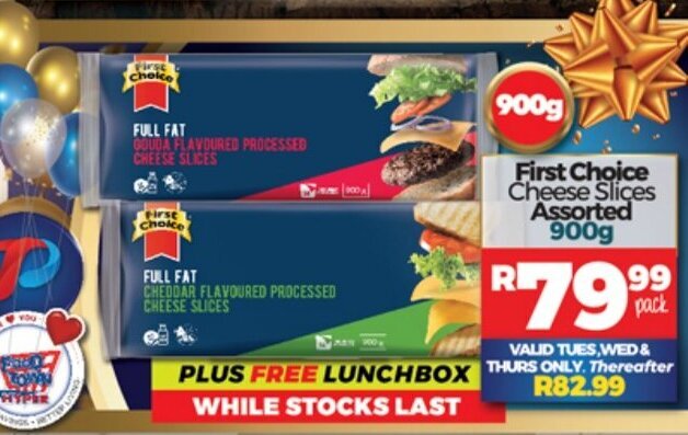 First Choice Cheese Slices assorted 900g offer at Take 'n Pay
