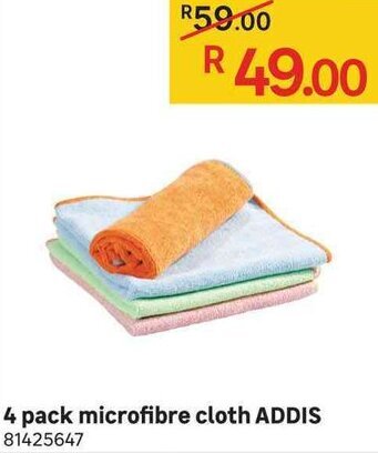 4 Pack Microfibre Cloth Addis offer at Leroy Merlin