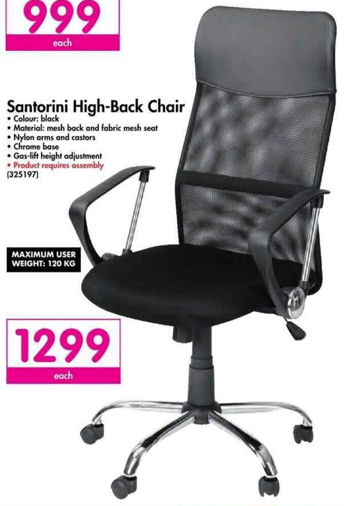 Santorini High-Back Chair offer at Makro