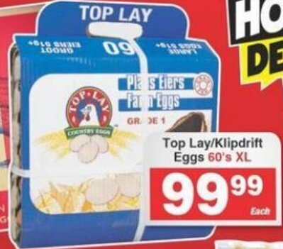 Top Lay/Klipdrift Eggs 60's XL offer at Frontline