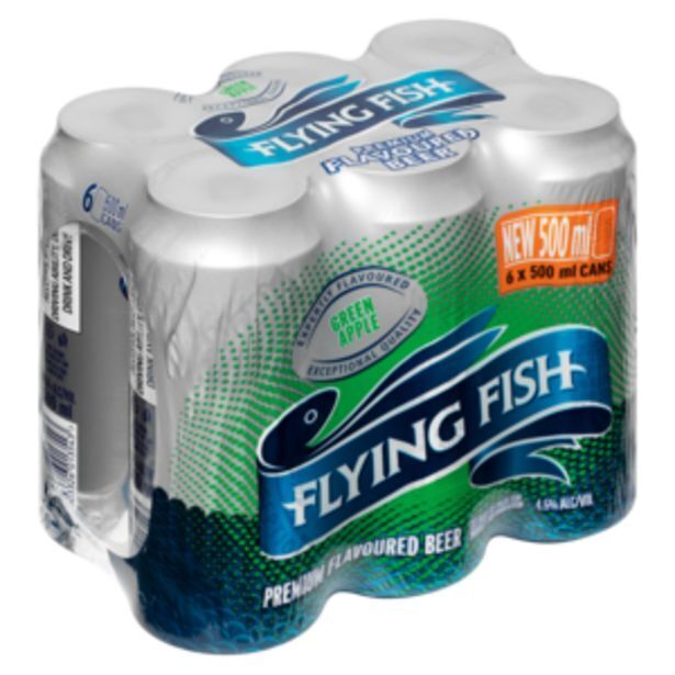 Flying fish green apple flavoured beer can 6 x 500ml offer at Checkers ...