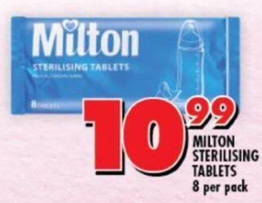 Milton Sterilising Tablets 8 per Pack offer at Shoprite