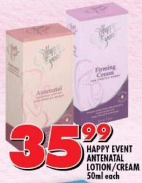 Happy Event Antenatal Lotion/Cream 50ml offer at Shoprite