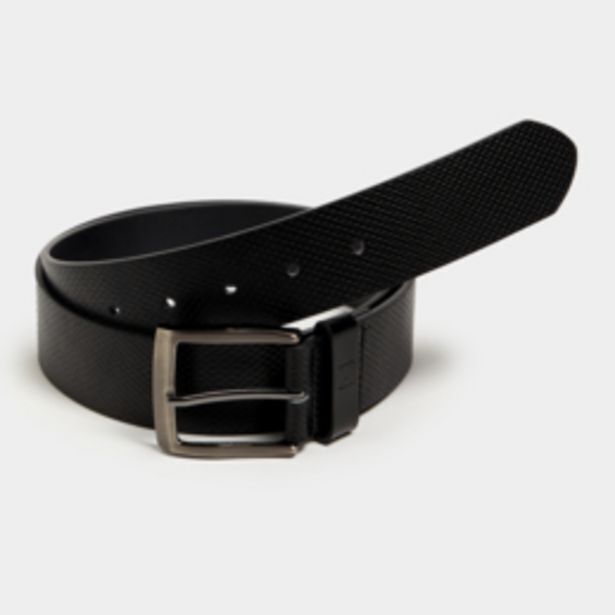 Mkm black embossed tonal down stripe belt offer at Markham