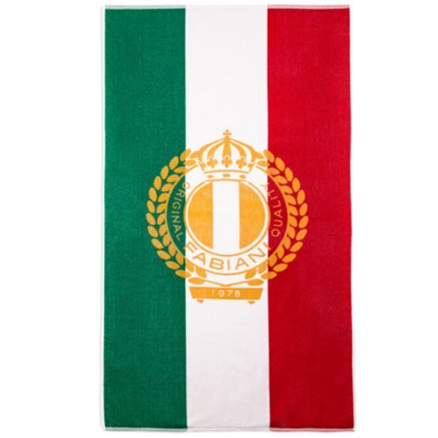 Italian crest beach towel offer at Fabiani