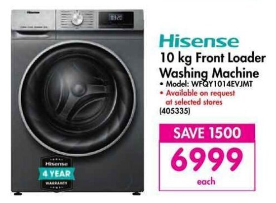 Hisense 10kg Front Loader Washing Machine offer at Makro