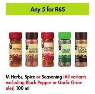 M Herbs, Spice or Seasoning (all variants excluding Black Pepper or ...