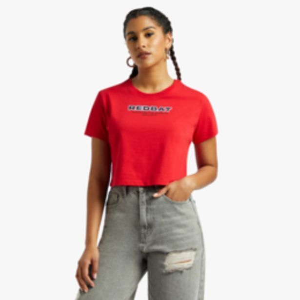 Redbat women's red cropped top offer at Sportscene