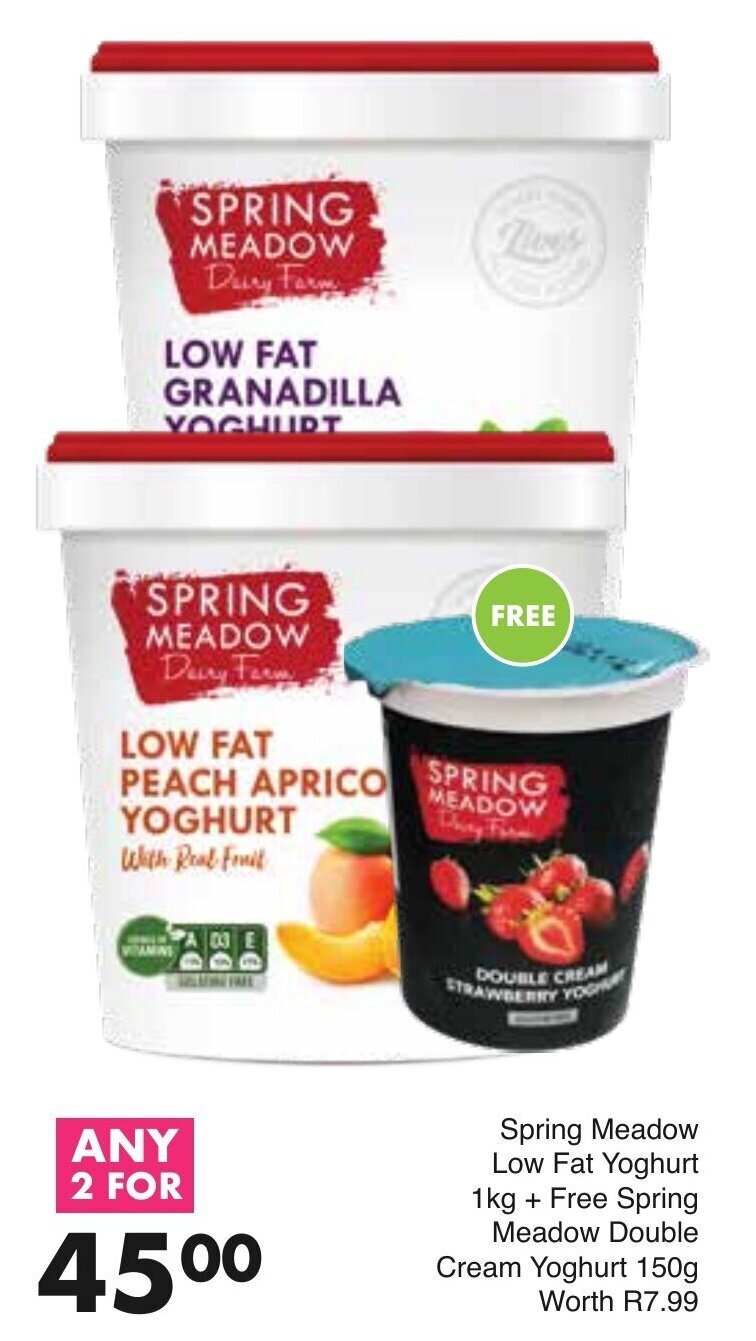Spring Meadow Low Fat Yoghurt 1kg + Free Spring Meadow Double Cream ...