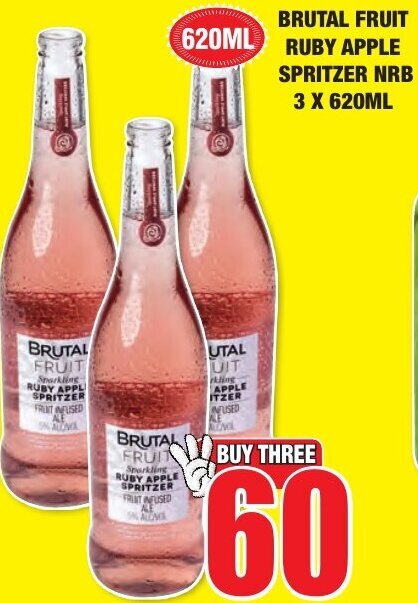 Brutal Fruit Ruby Apple Spritzer NRB 3 x 620ml offer at Boxer Liquors