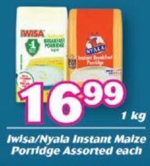 Iwisa/Nyala Instant Maize Porridge Assorted 1kg offer at Cambridge Food