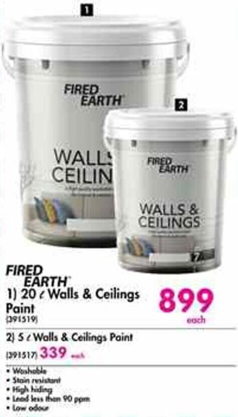Fired Earth Walls & Ceiling Paint 20L offer at Makro