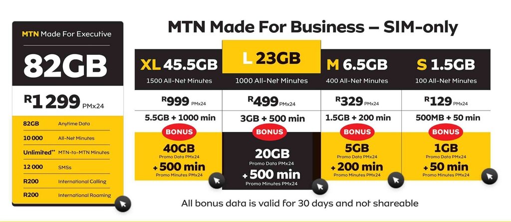 MTN Made for Business - Sim-only 82GB pm x 24 offer at MTN