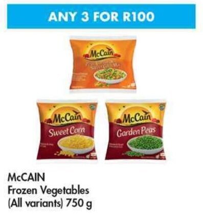 McCain Frozen Vegetables all variants 3 x 750g offer at Makro