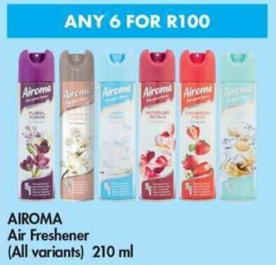 AIROMA Air Freshener all variants 6 x 210ml offer at Makro