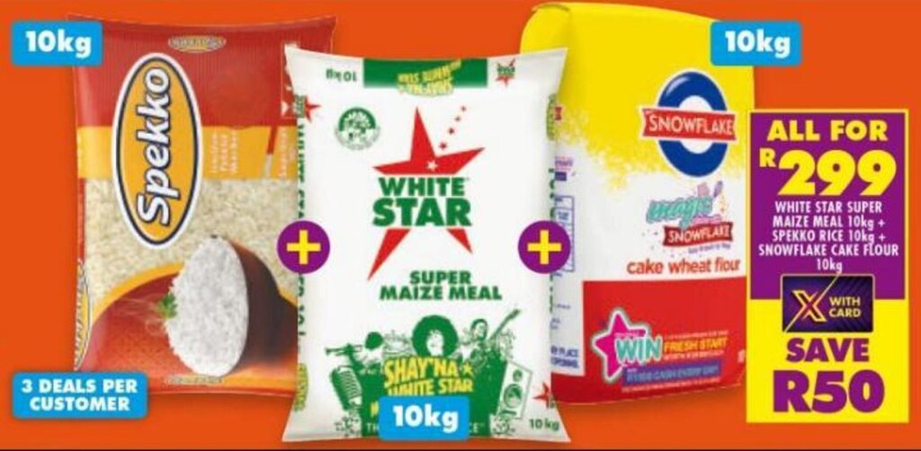 White Star Super Maize Meal 10kg + Spekko Rice 10kg+ Snowflake Care ...