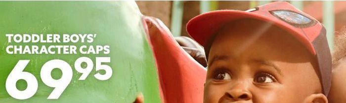 Toddler boys' character caps offer at Ackermans