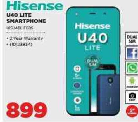 Hisense U40 Lite Smartphone HISU40LITEOS offer at HiFi Corp